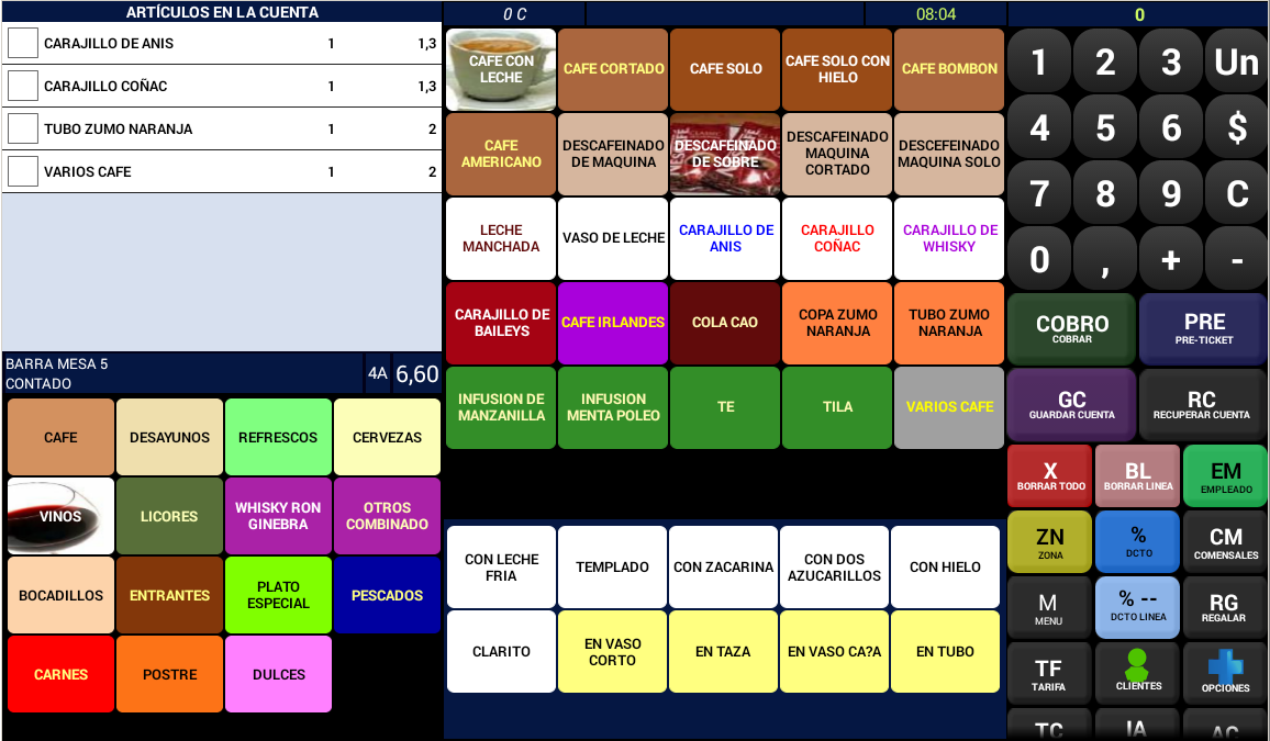 Aplicación TPV Android Winex-TPV4 - Sofyman Sistemas