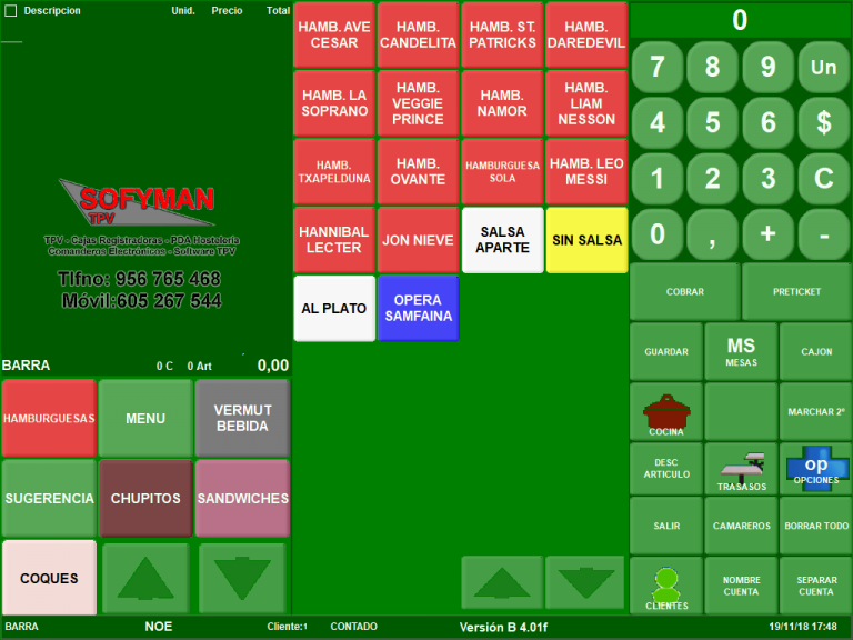 Aplicación TPV Windows Winex-TPV4 - Sofyman Sistemas